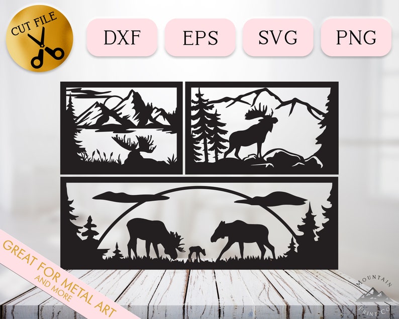 Canadian Wildlife Dxf Border Frame Moose Eps Metal Wall Art | Etsy