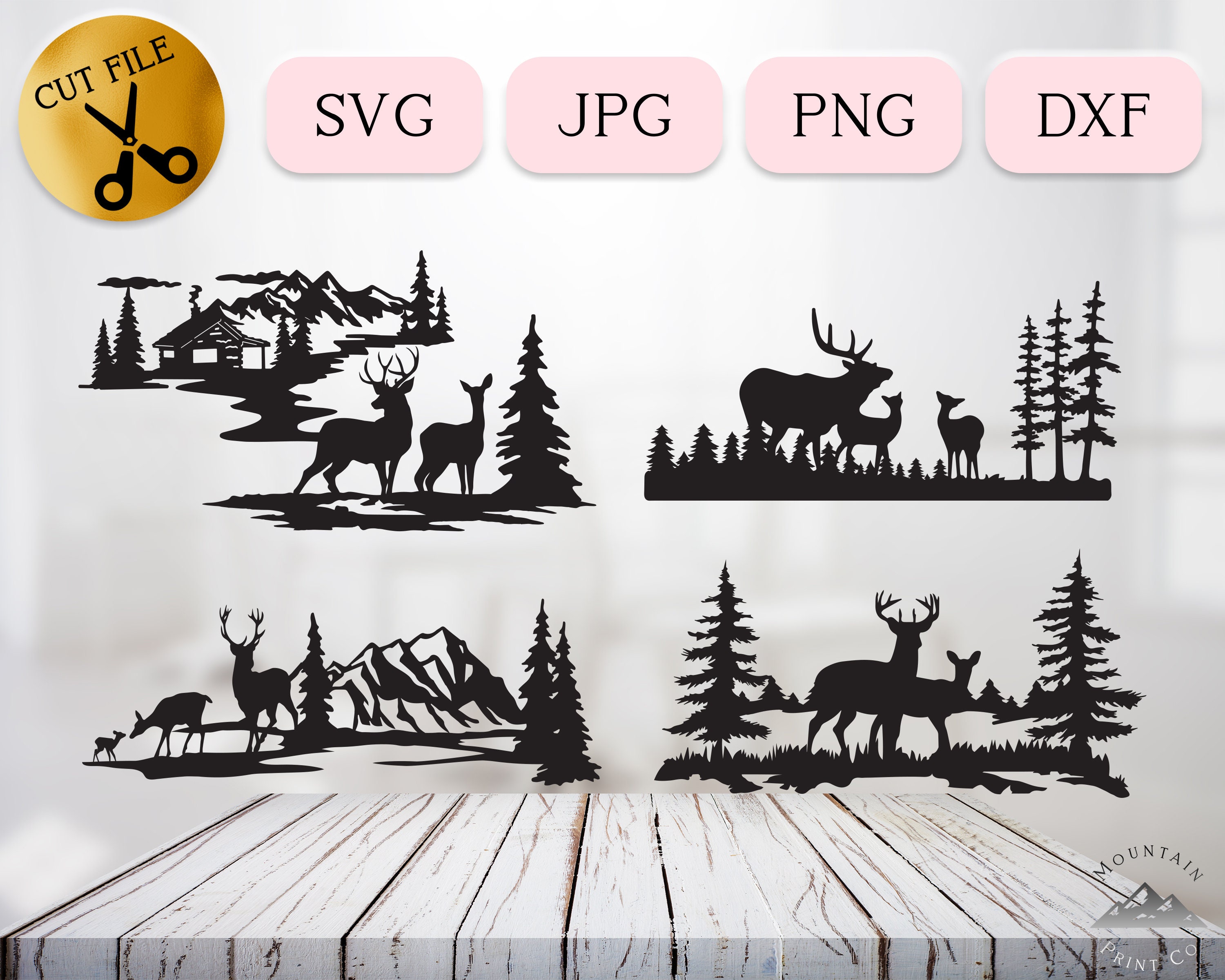 4 Outdoor Woodland Deer Scene SVG Bundle Wildlife Deer - Etsy Canada