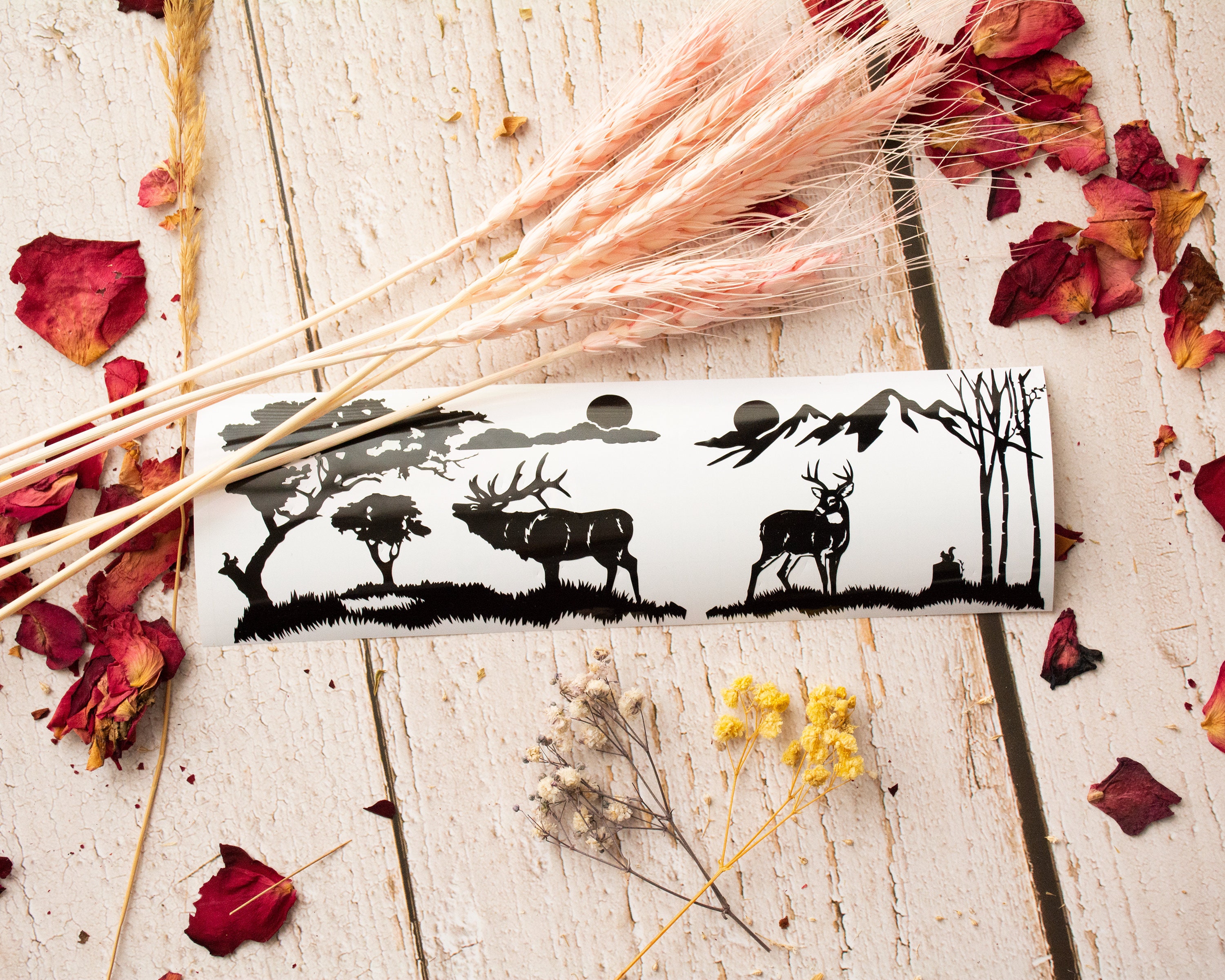 Detailed Deer SVG Bundle, Elk Forest Silhouette, Grass Meadow Nature ...