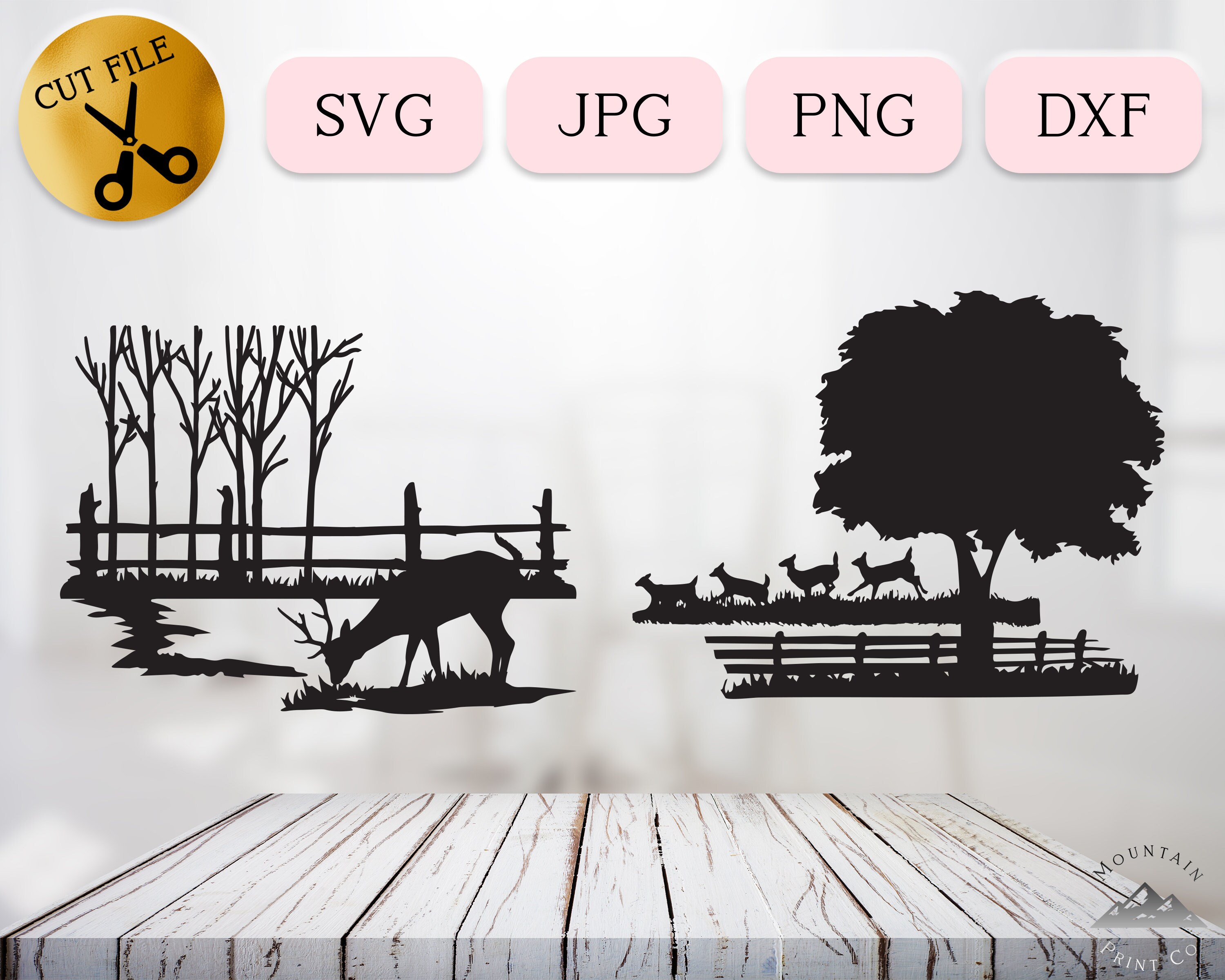 Deer With Fence Svg Bundle Rural Scene Countryside | Etsy
