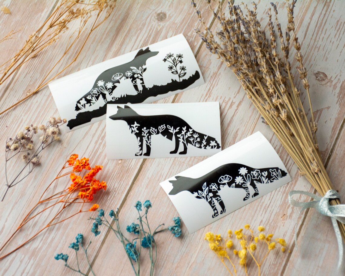 Floral Fox SVG Bundle Wildflower fox silhouette Woodland Fox | Etsy