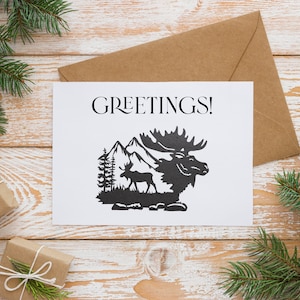 Detailed Moose Svg File Cricut, Moose Silhouette With Forest, Mountain ...