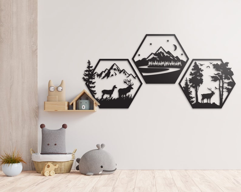 Hexagon Tiles SVG, Woodland Deer Svg, Geometric Nature Svg Cricut ...