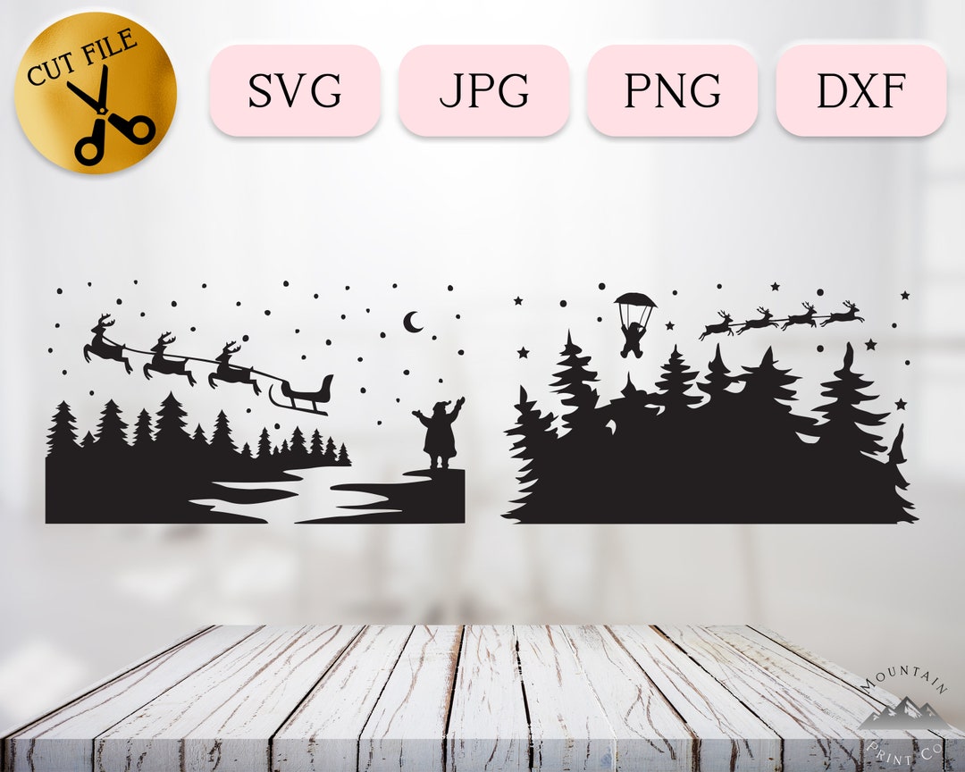 Funny Christmas Svg Cricut, Runaway Reindeer Svg, Santa Parachute ...