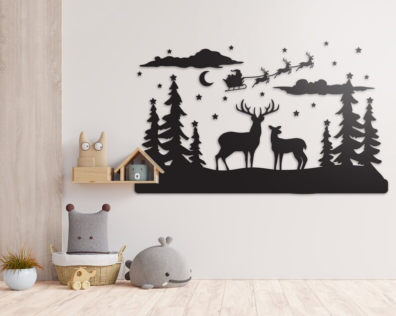 Winter Scene Svg Cut File Christmas Deer Svg for Cricut - Etsy
