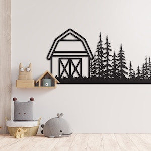 Farm Scenes With No Animals Svg, Farming Life Clipart, Barn by Forest ...