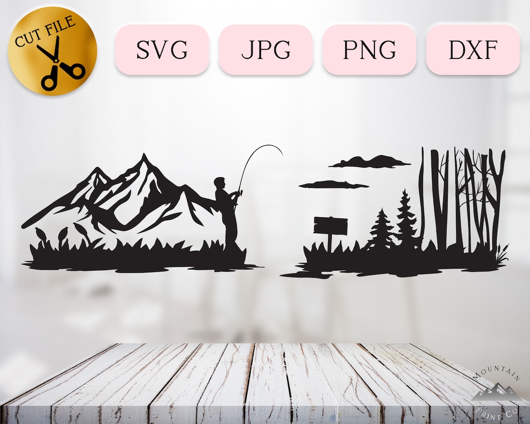 Fly Fishing Svg for Cricut, Fishing Clipart, Fisherman Scene, Fishing ...
