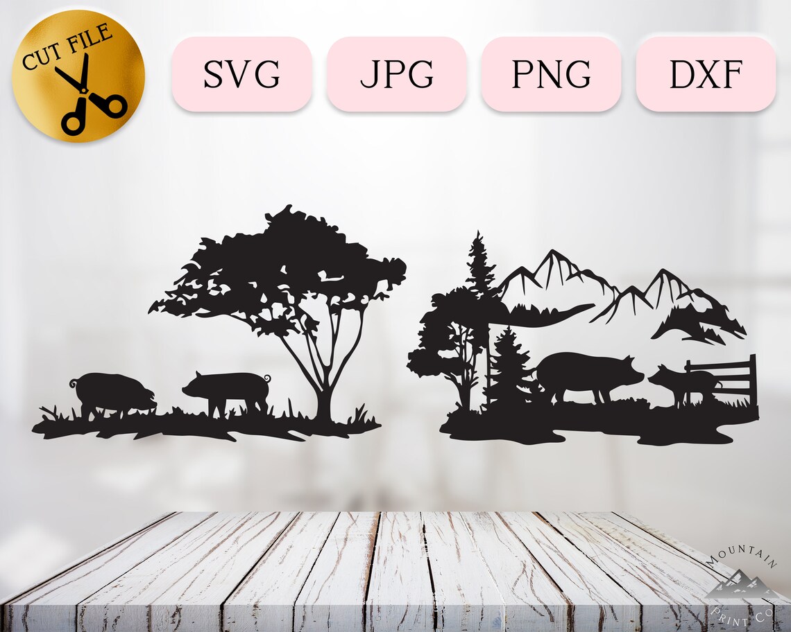 Pig Farmhouse SVG Bundle Cute Pig Scene Farm Pig Clipart - Etsy Canada