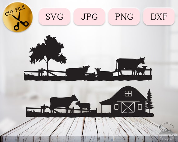 Cows in Field SVG Bundle Connectable Cow Scenes Dairy Cow in - Etsy