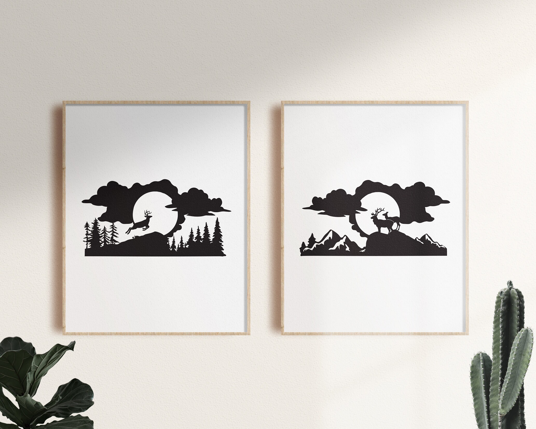 Stag SVG Fantasy Deer Scene Full Moon Svg Cricut Deer - Etsy