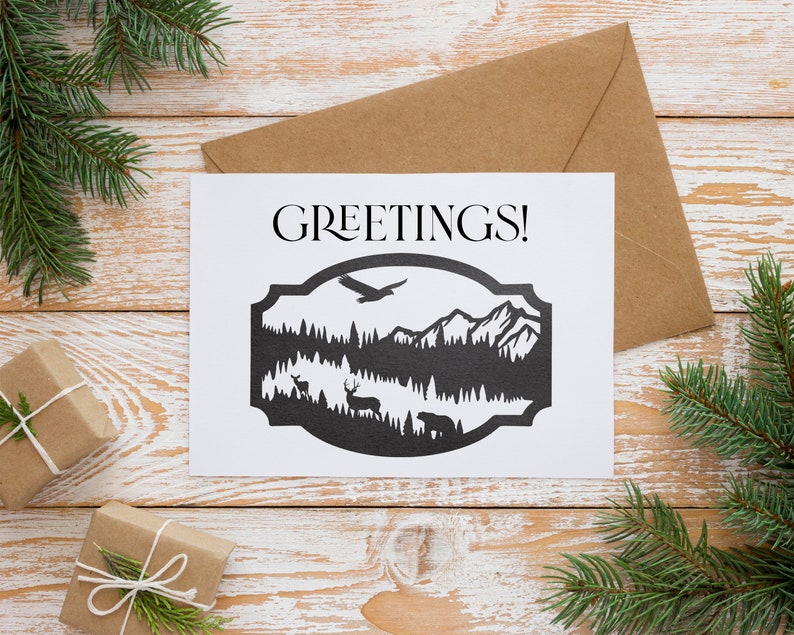 Alpine Svg Scene Mountainside Wildlife Silhouette Framed - Etsy