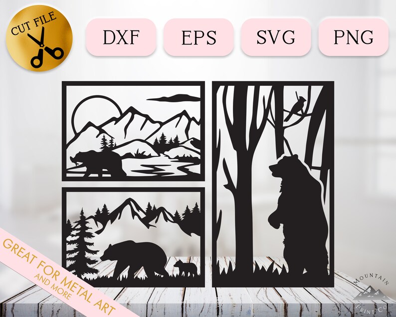 Forest Bear DXF Bundle Woodland Metal Art Cut File Framed - Etsy