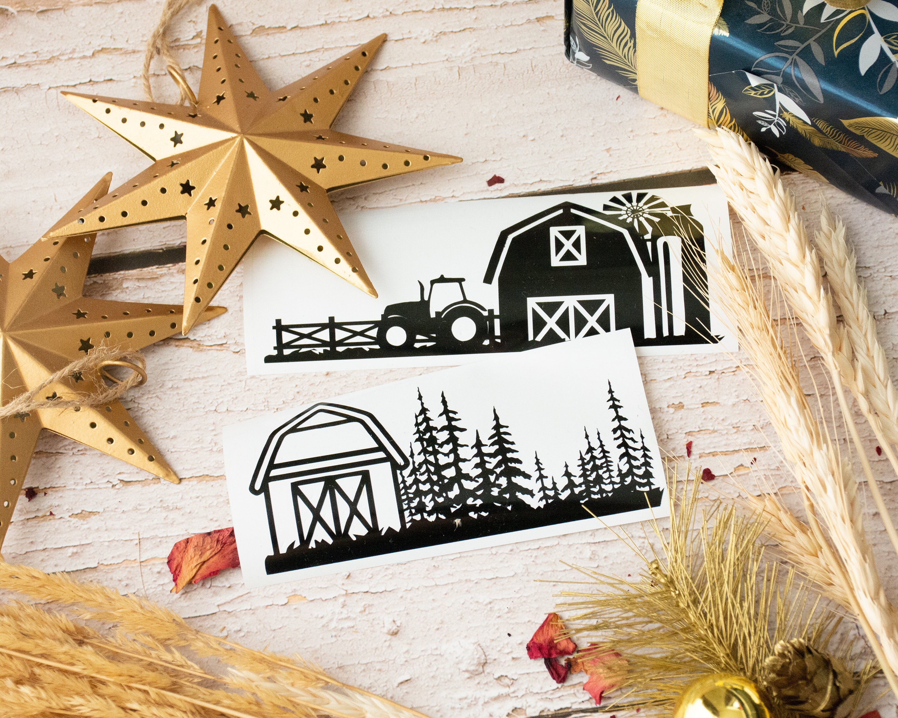Farm Scenes With No Animals Svg, Farming Life Clipart, Barn by Forest ...