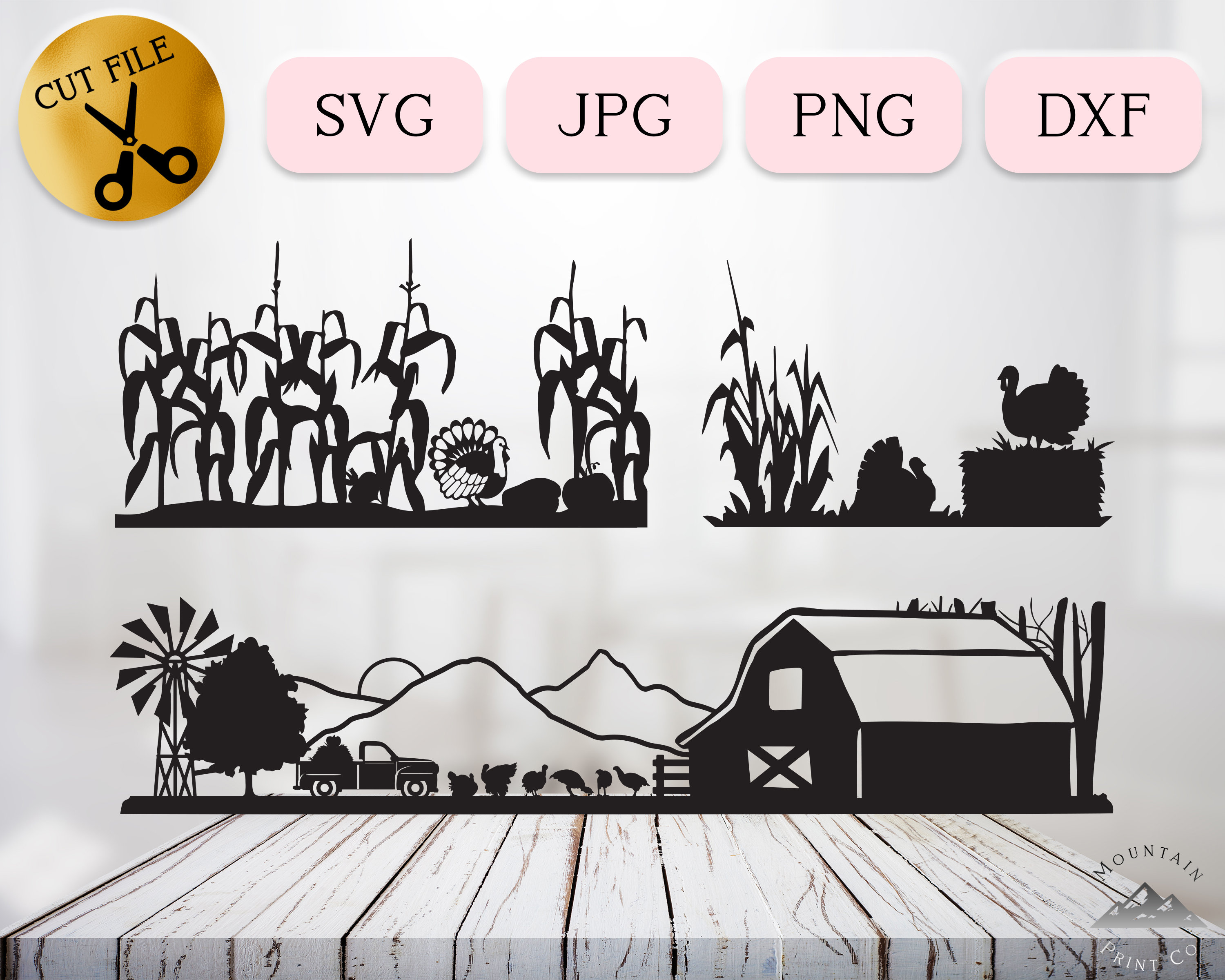 3 Thanksgiving SVG Bundle Scenes Turkey Clipart Cricut - Etsy