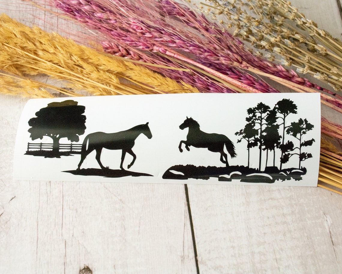 Wild Stallion Svg Bundle Horse Trot Silhouette Forest Scene | Etsy