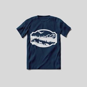 Alpine Svg Scene, Mountainside Wildlife Silhouette, Framed Eagle Dxf ...