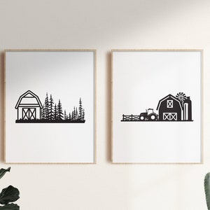 Farm Scenes With No Animals Svg, Farming Life Clipart, Barn by Forest ...