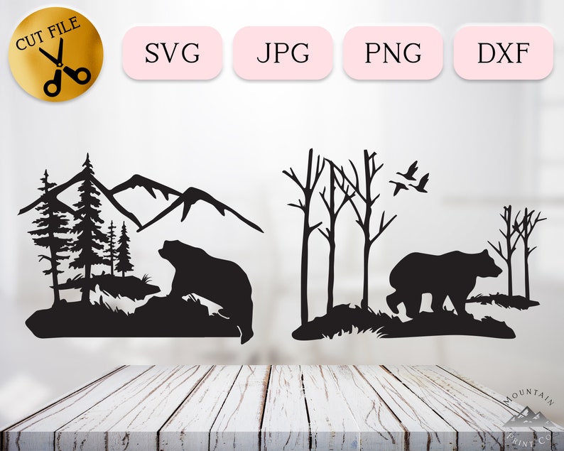 Mountain Bear SVG Forest Bear Scene DXF Wildlife Jungle - Etsy