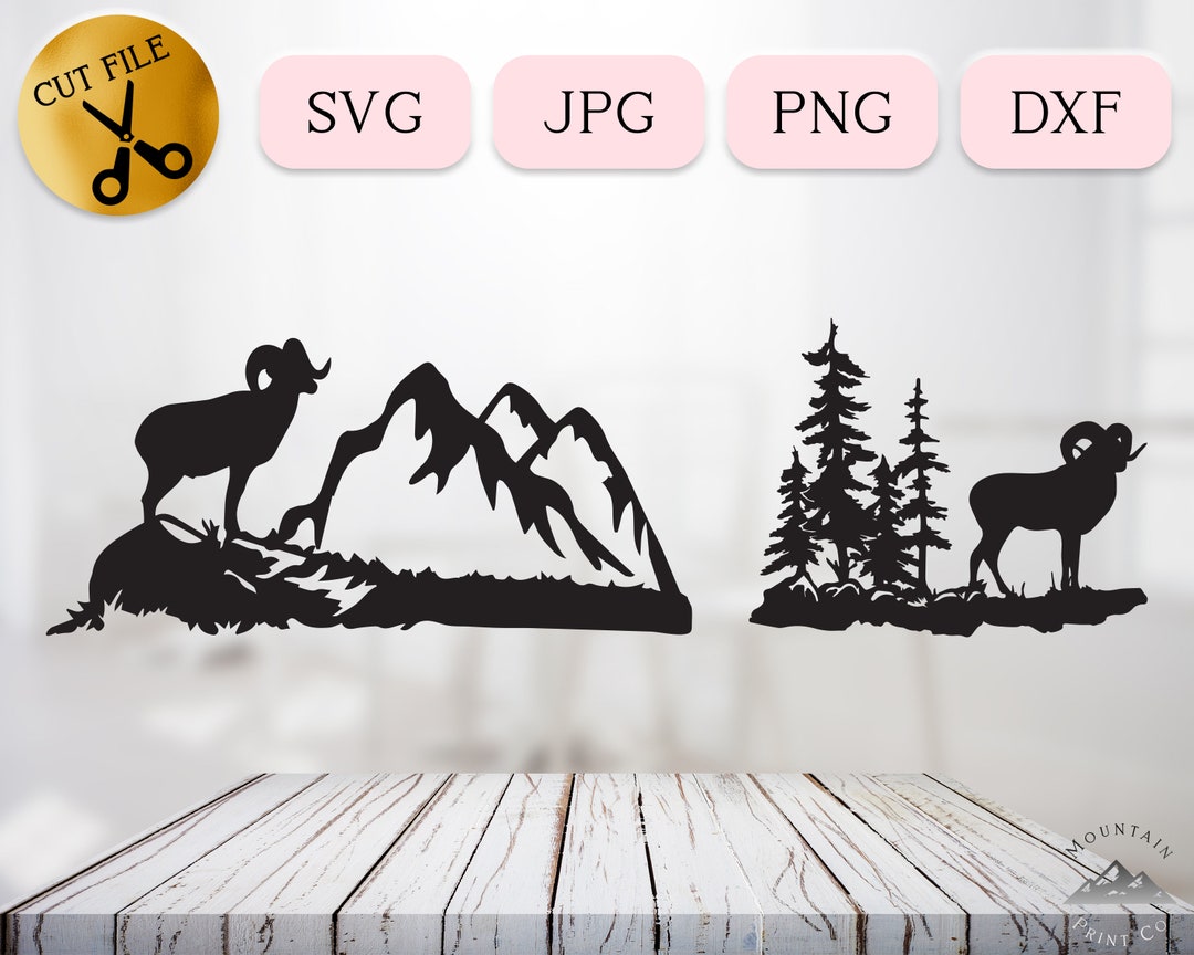 Bighorn Sheep Svg, Canadian Wildlife Silhouette, Ram and Ewe Svg Cricut ...