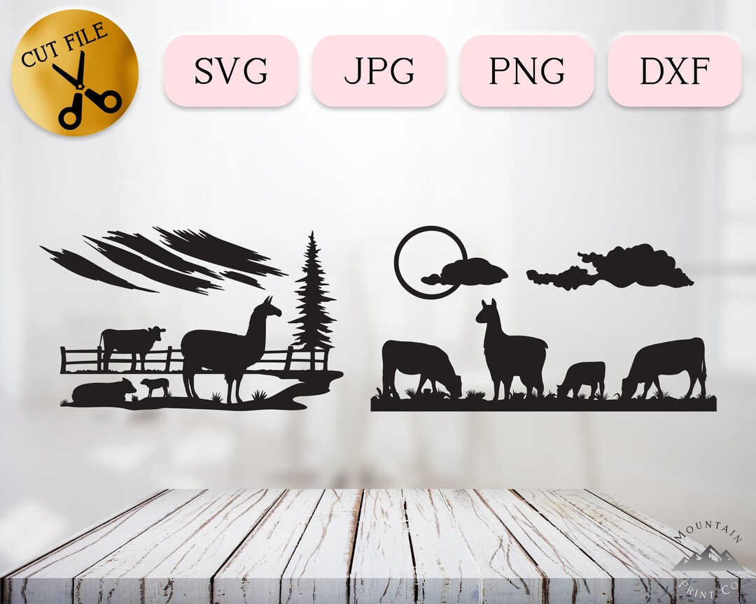 Guard Llama Svg Bundle, Farm Guard Alpaca Silhouette, Grazing Cow ...