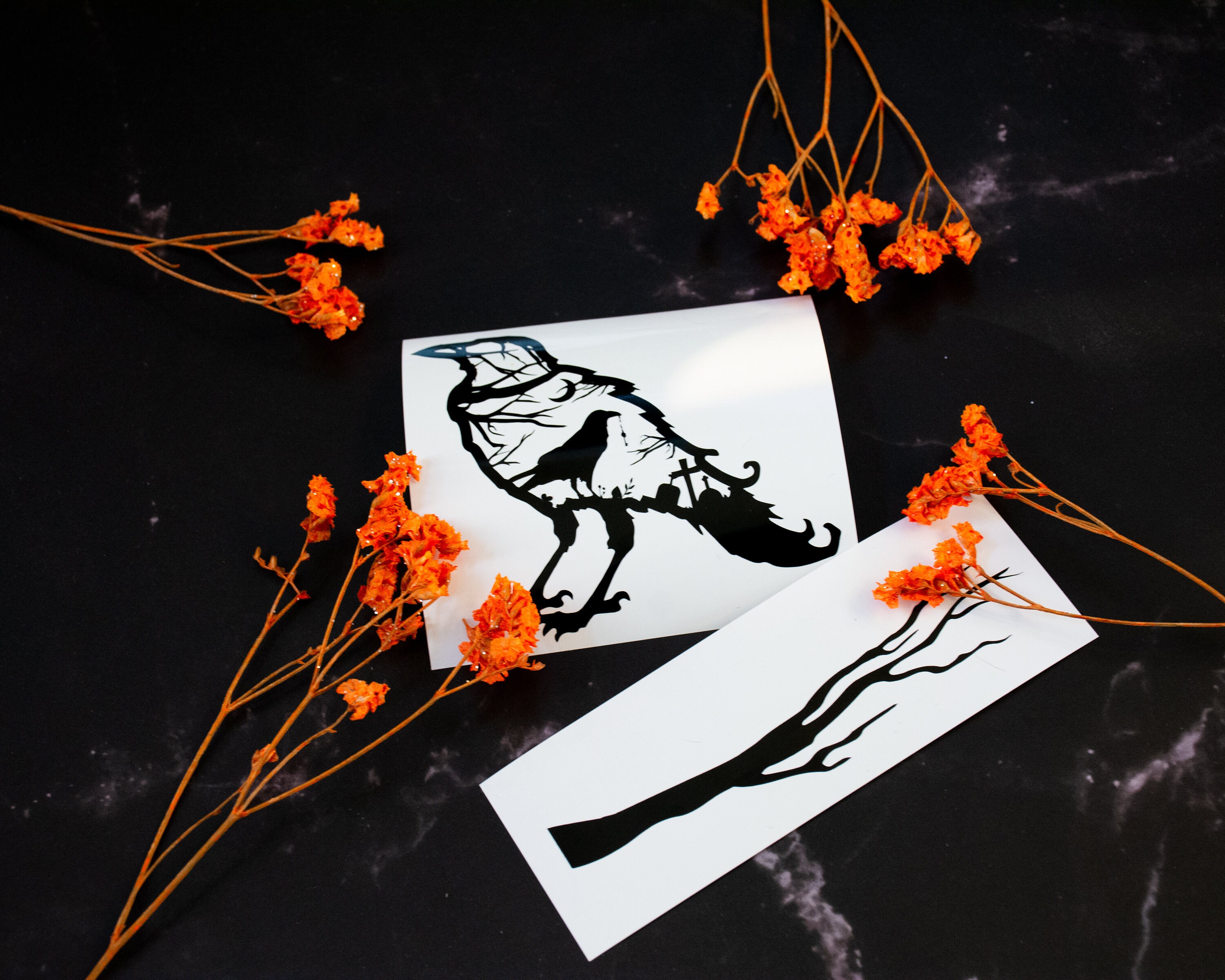 The Raven SVG Scary Halloween Scene Raven Silhouette - Etsy