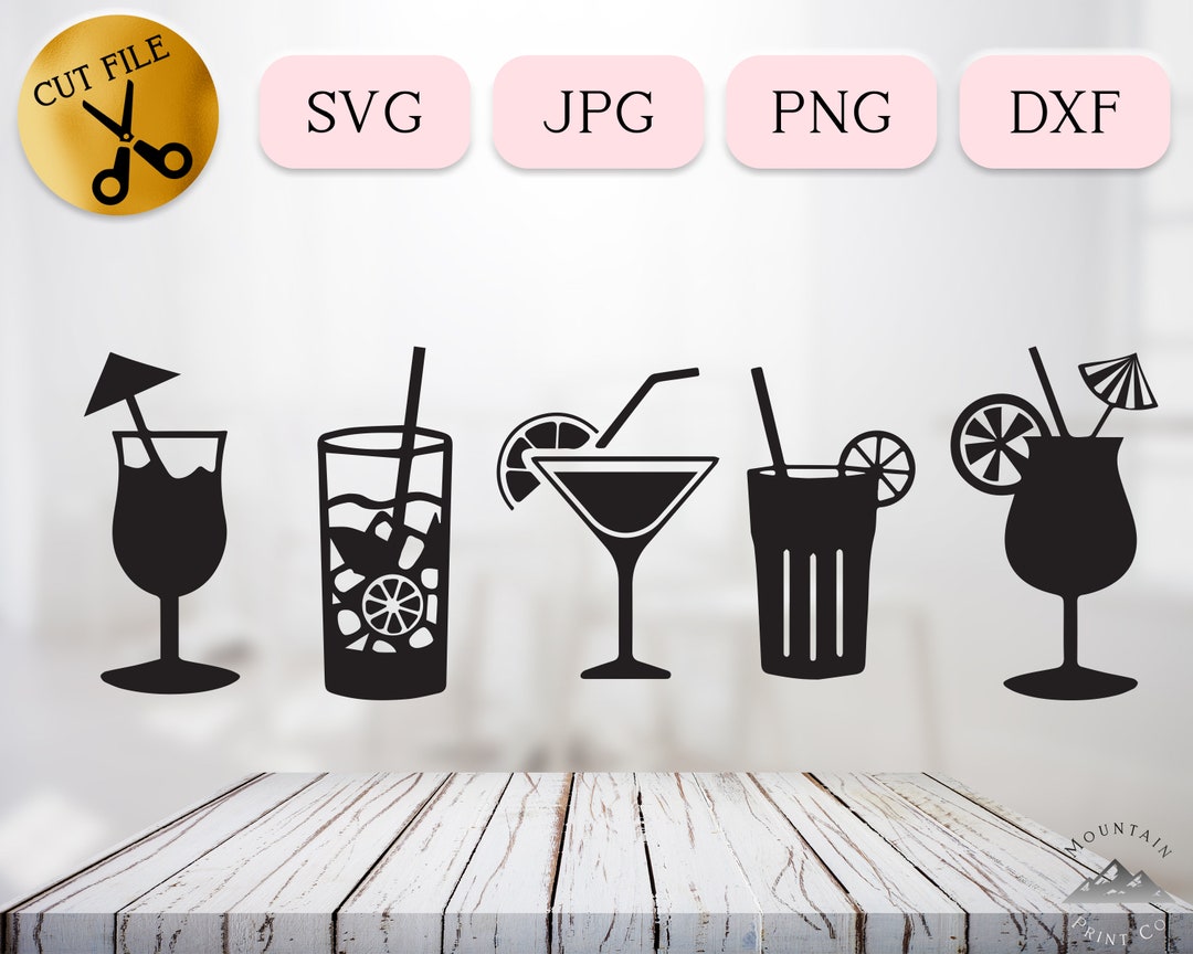 Tropical Drinks SVG Bundle, Beach Cocktail Vector, Summer Drinking Svg ...