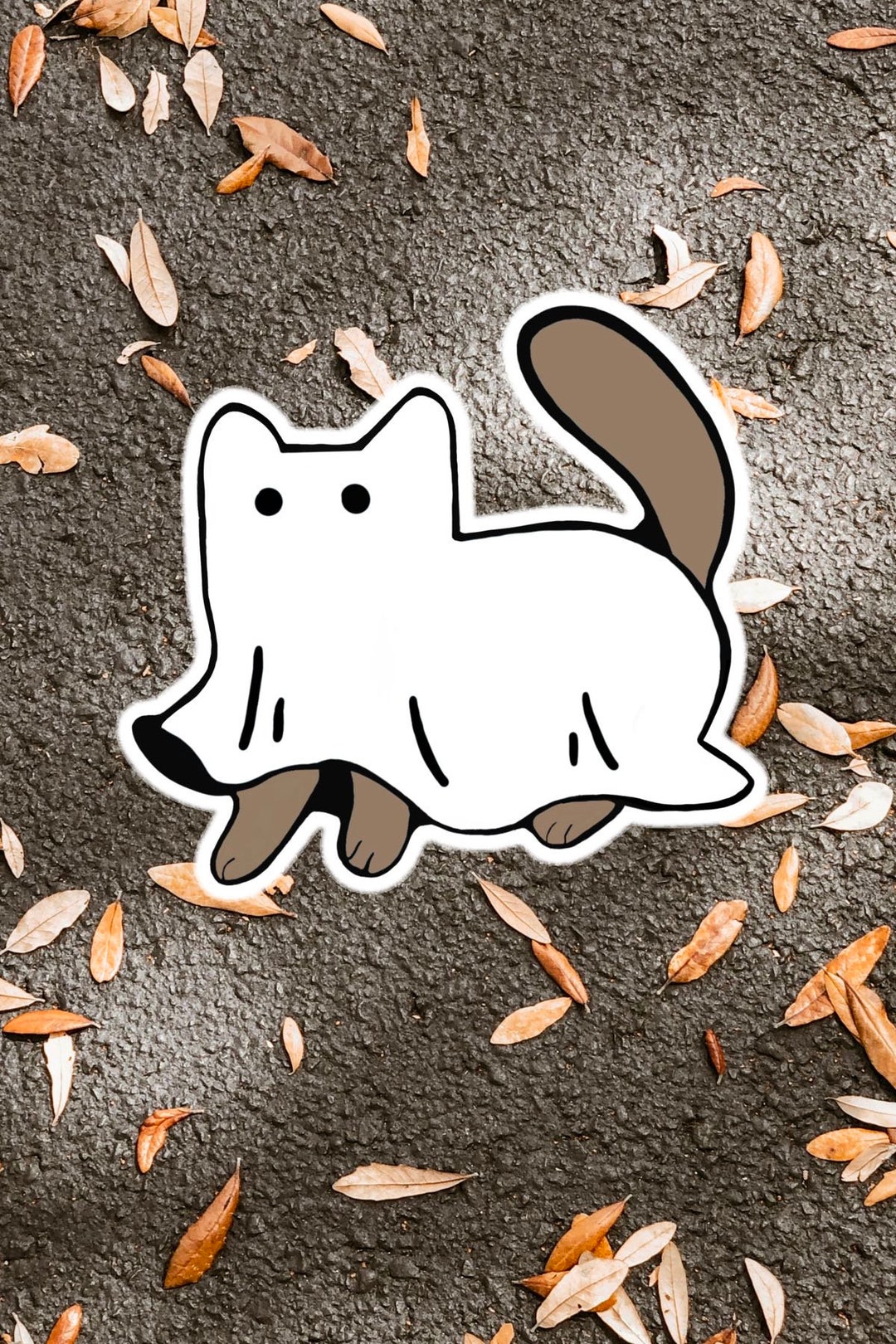 Cat Ghost Halloween Sticker - Etsy