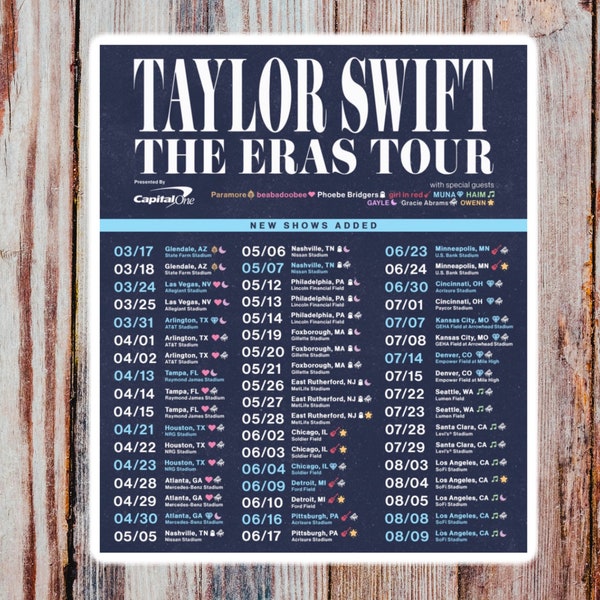 Eras Tour Poster With Dates - Etsy