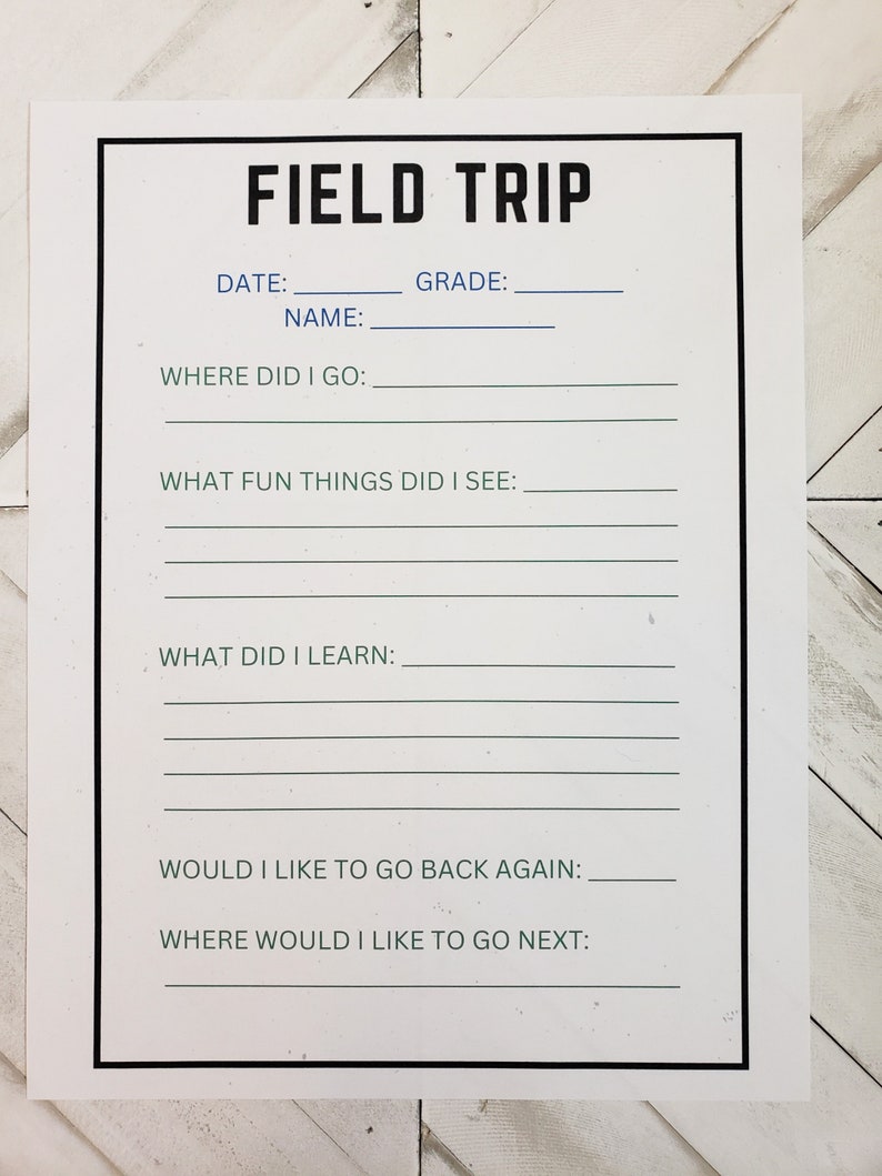 Field Trip Worksheets, Home School Elementary Field Trip Log, Home ...