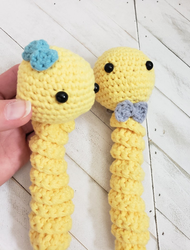 Worm Plush, Crocheted Worry Worm, Squeeze Hug and Pull to Relieve ...