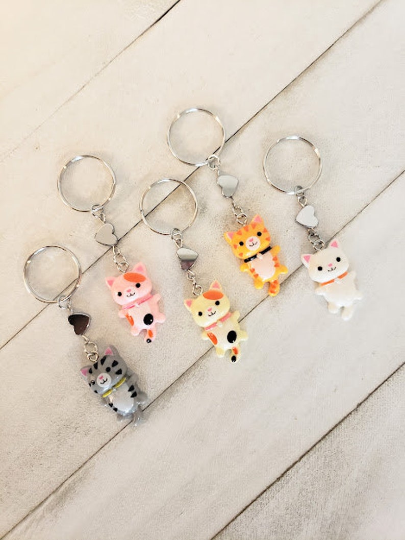 Cat Key Ring for Keys or Notebook Cat Charm Gift for Cat Lover or New ...