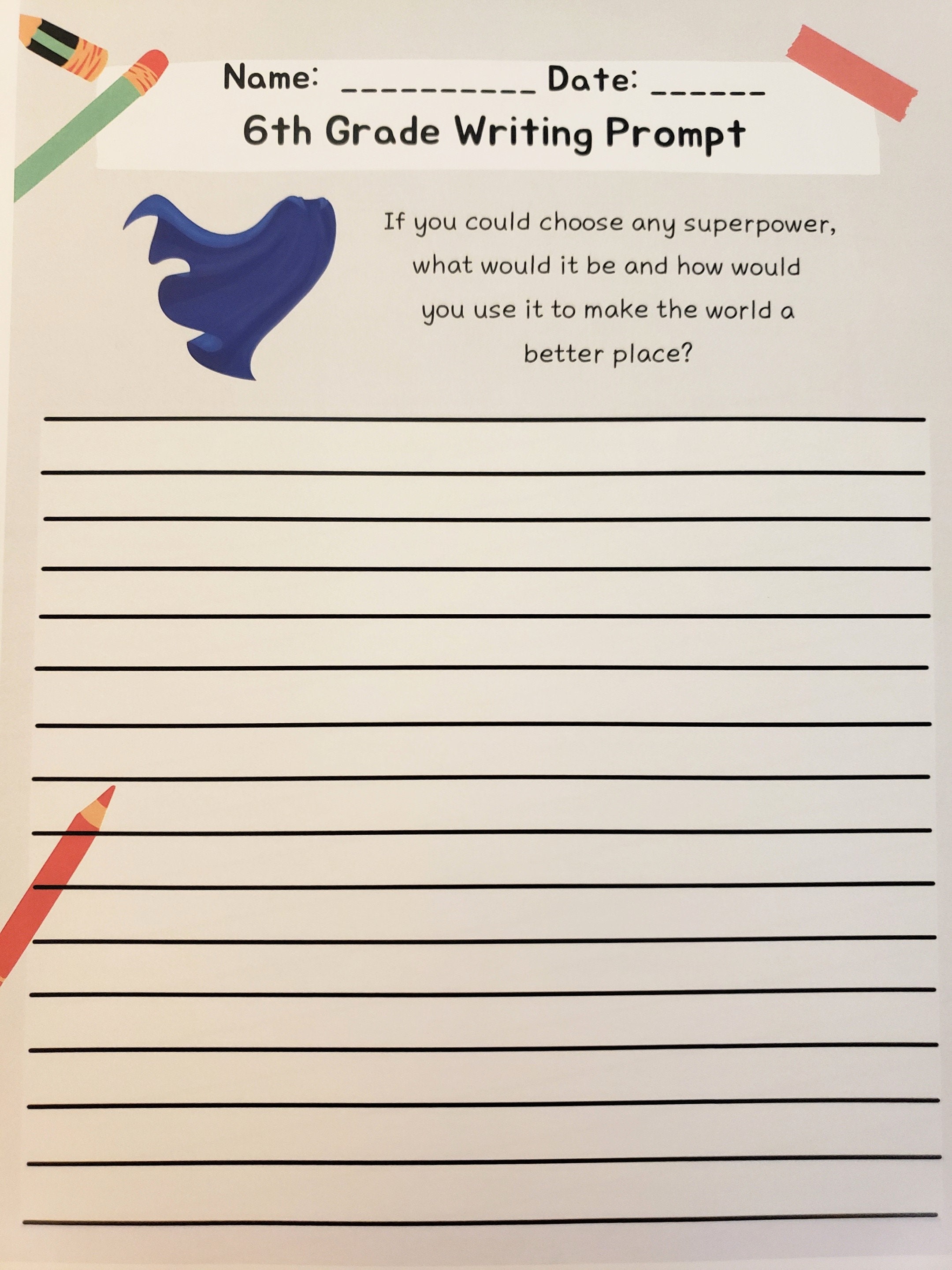 6th Grade Worksheets, Home School Elementary Writing Prompts, School ...