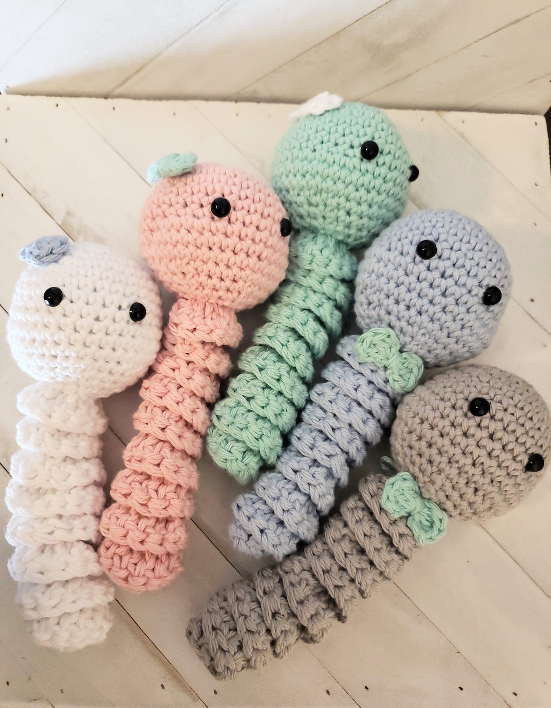 Worms Crocheted and Stuffed Worry Worms to Squeeze Hug and Pull to ...