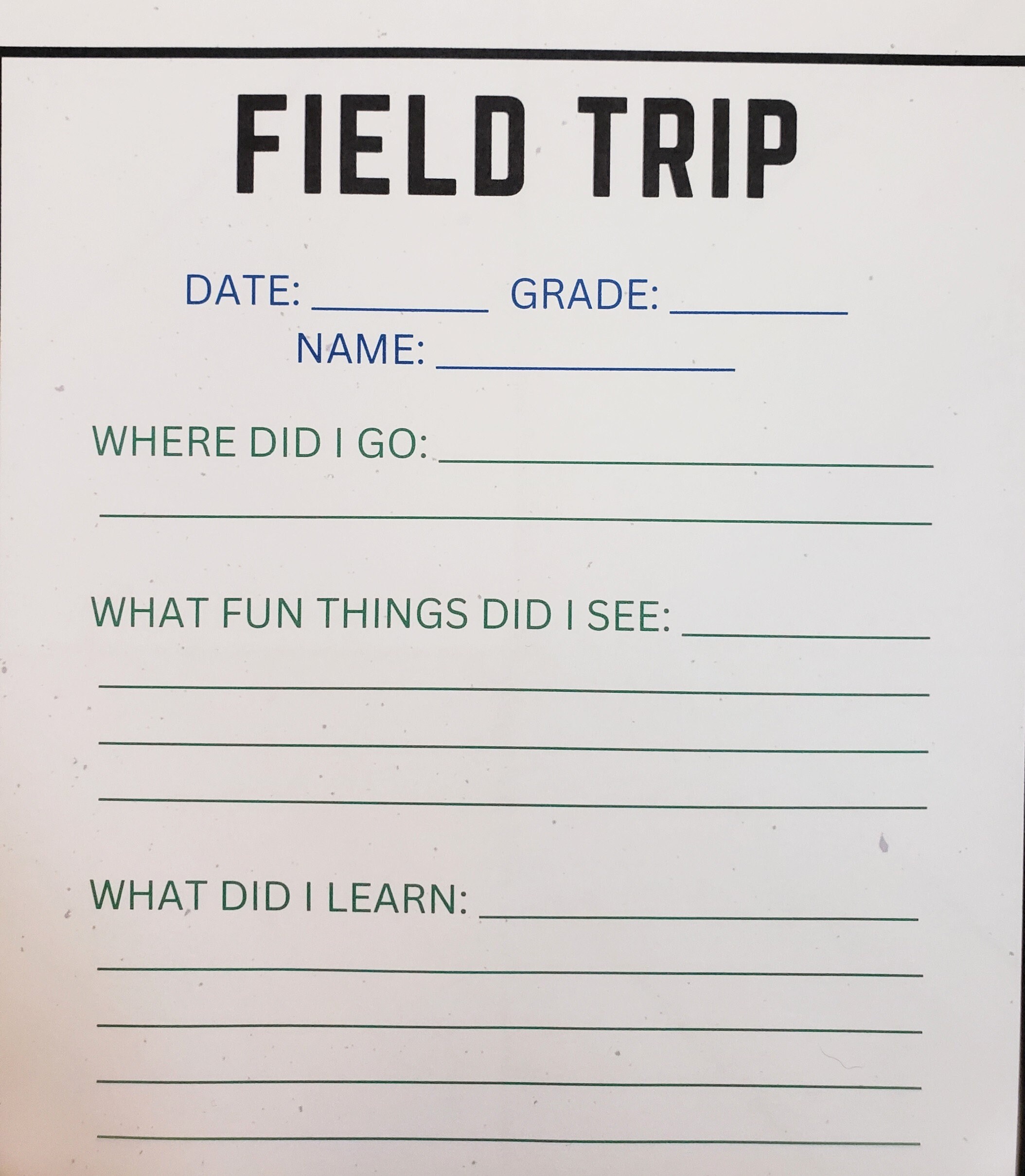 Field Trip Worksheets Home School Elementary Field Trip Log - Etsy