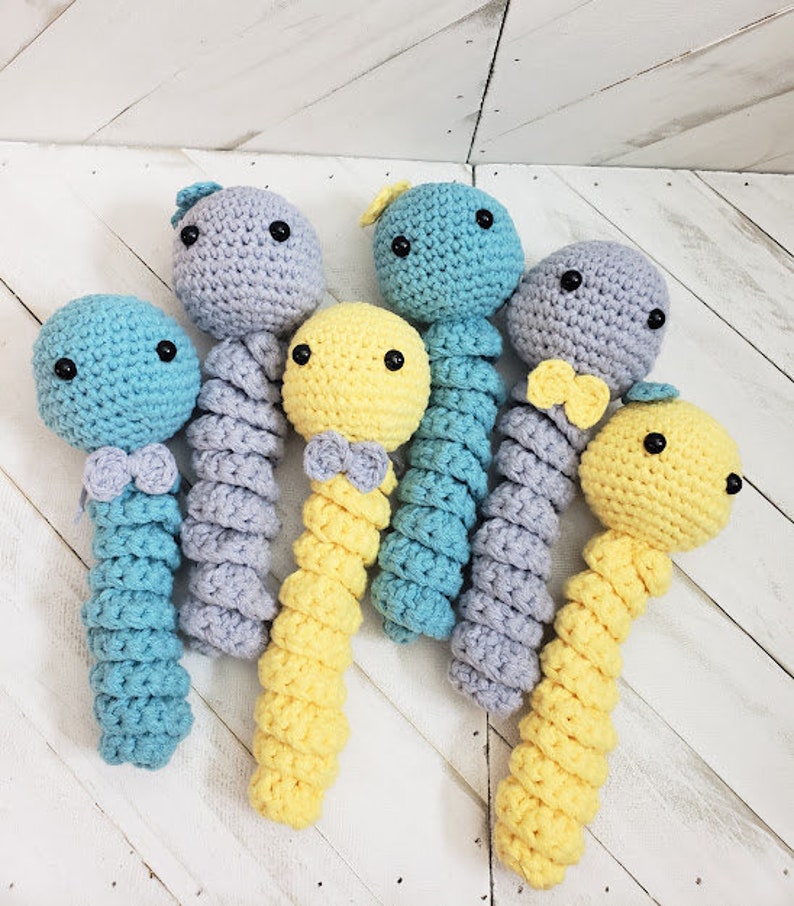 Worm Plush, Crocheted Worry Worm, Squeeze Hug and Pull to Relieve ...