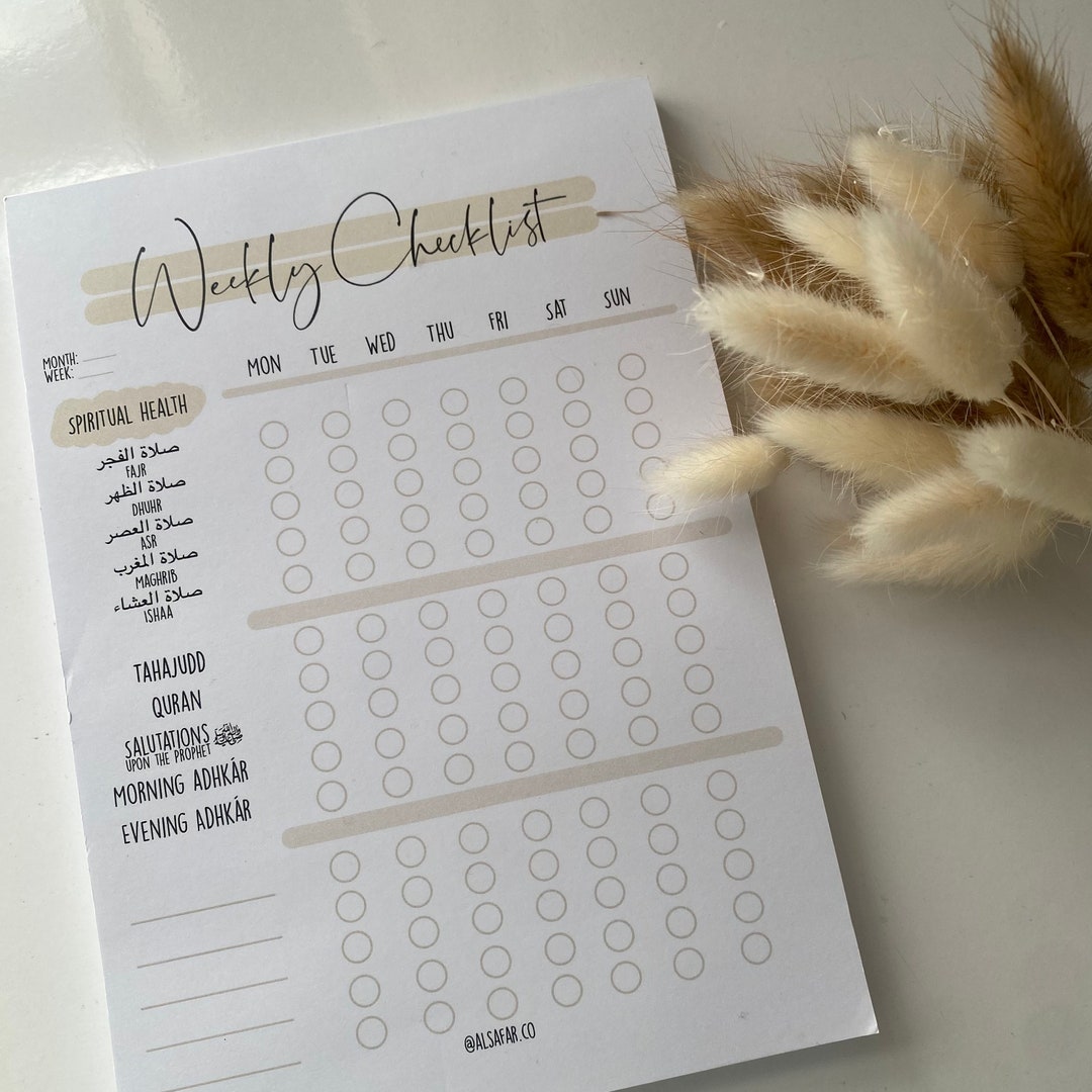 A5 Weekly Checklist Muslimah Edition, Islamic Productivity, Ramadan ...