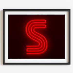 Alphabet Poster, Monogram ART PRINT, Neon Letter Wall Art, Pop Art ...