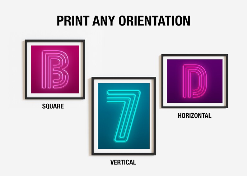 Alphabet Poster Monogram ART PRINT Neon Letter Wall Art Pop - Etsy