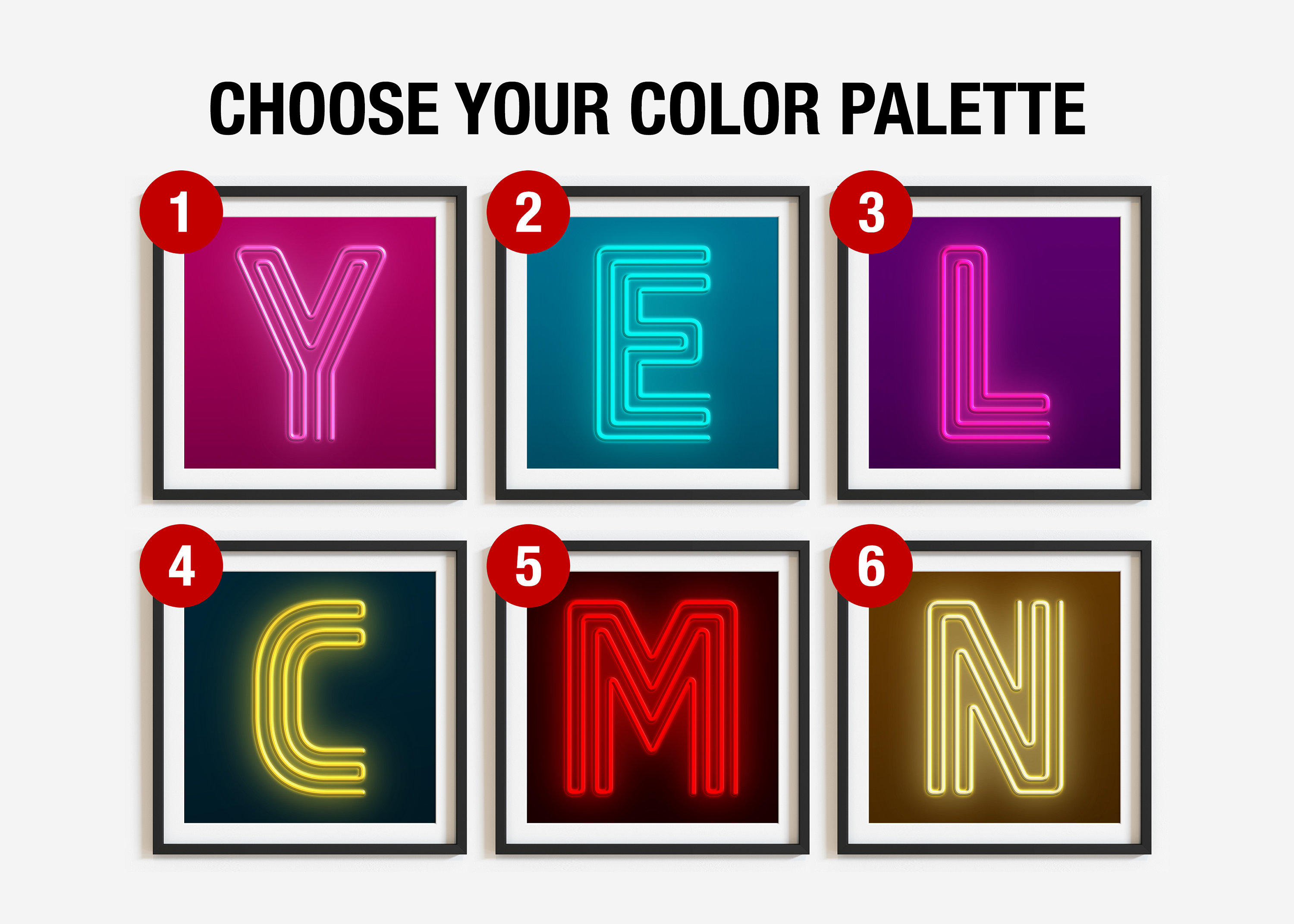 Alphabet Poster, Monogram ART PRINT, Neon Letter Wall Art, Pop Art ...