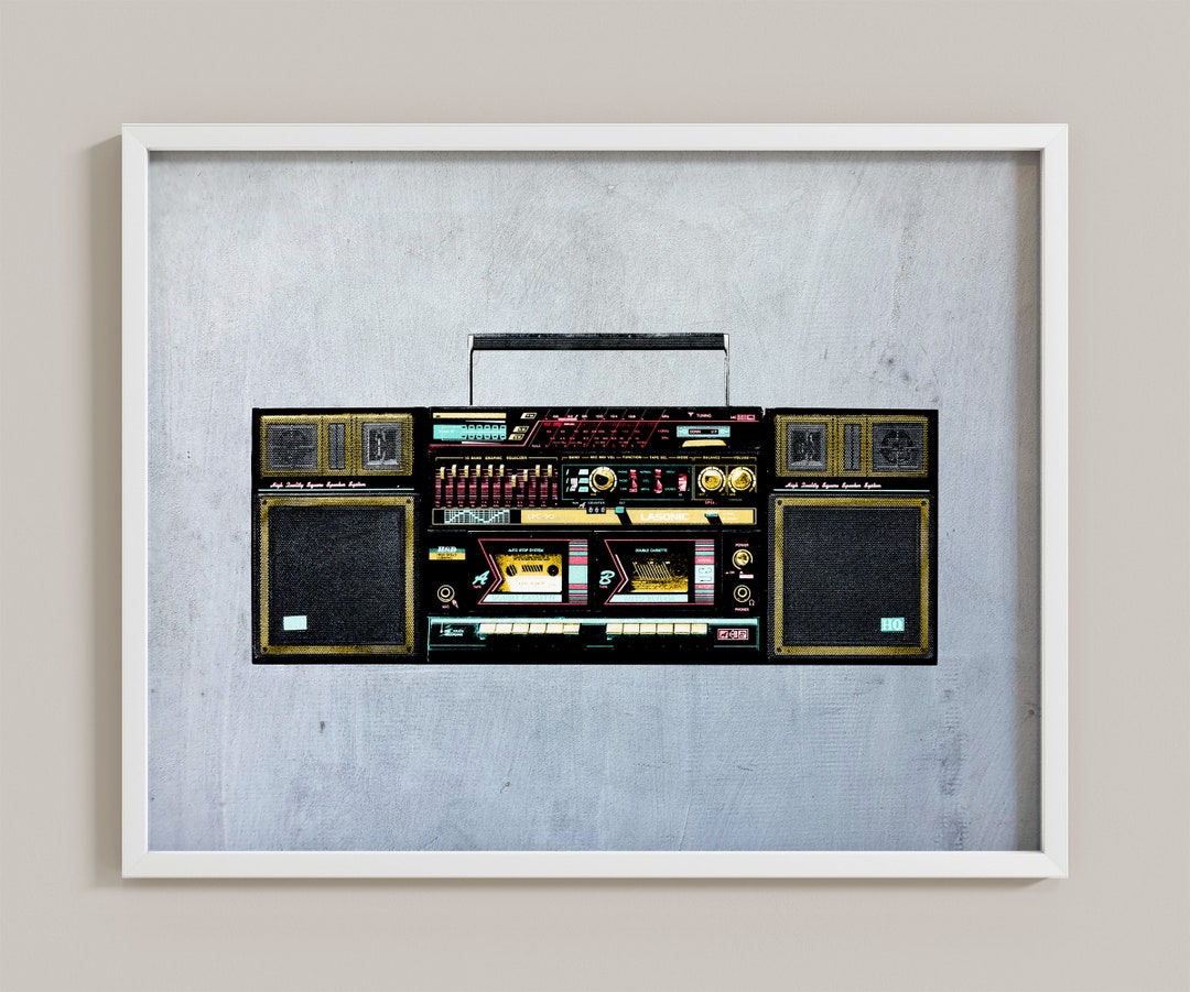 Boombox Wall Art, Boombox Poster, Cassette Tape Player, 1980s Wall Art ...