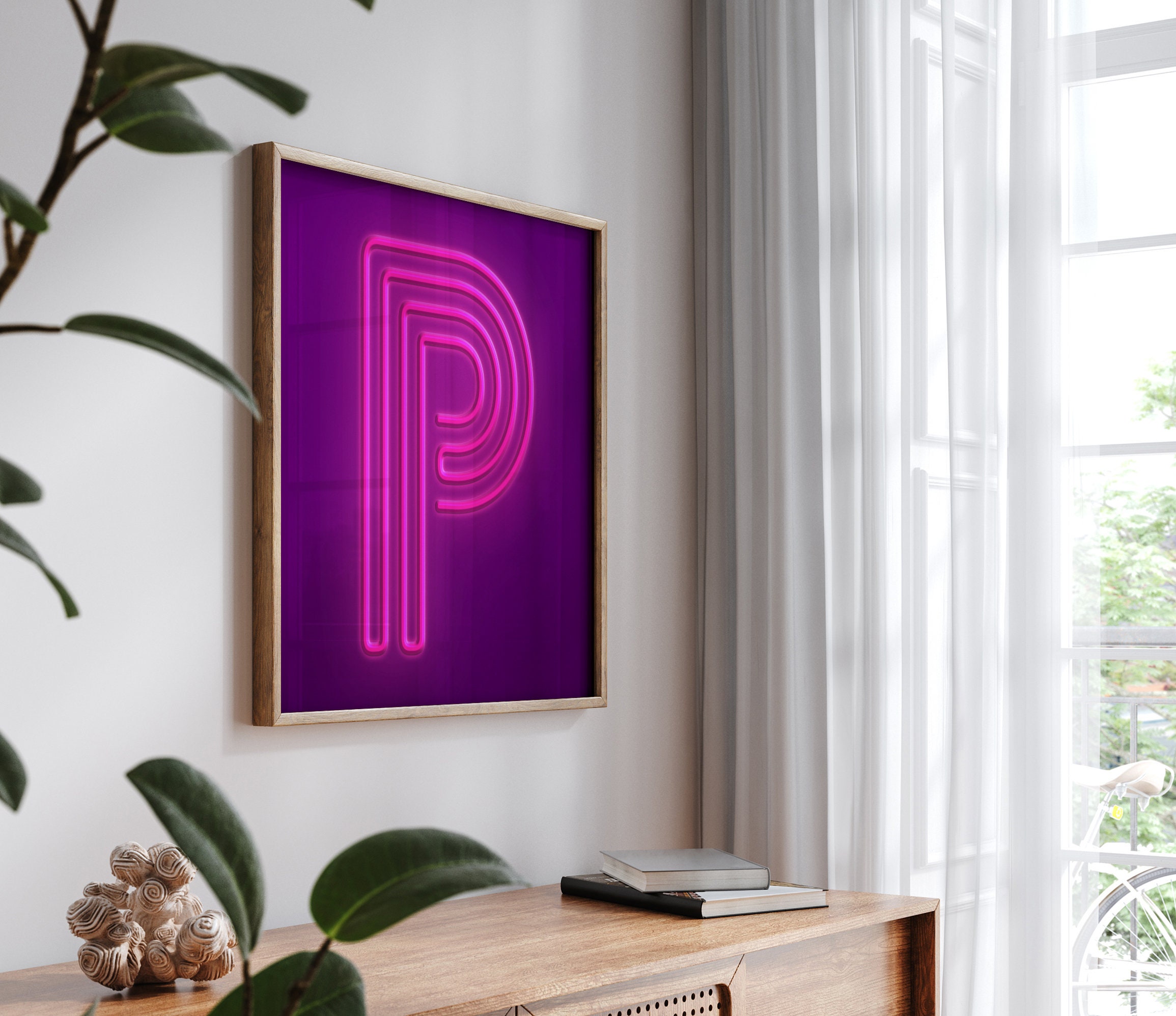 Alphabet Poster, Monogram ART PRINT, Neon Letter Wall Art, Pop Art ...