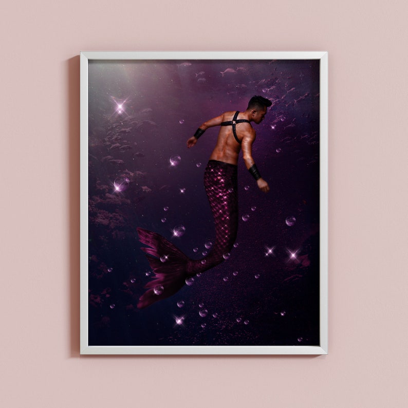Merman Digital Print, Merman Wall Art, Fantasy Art, Mermaid Artwork ...