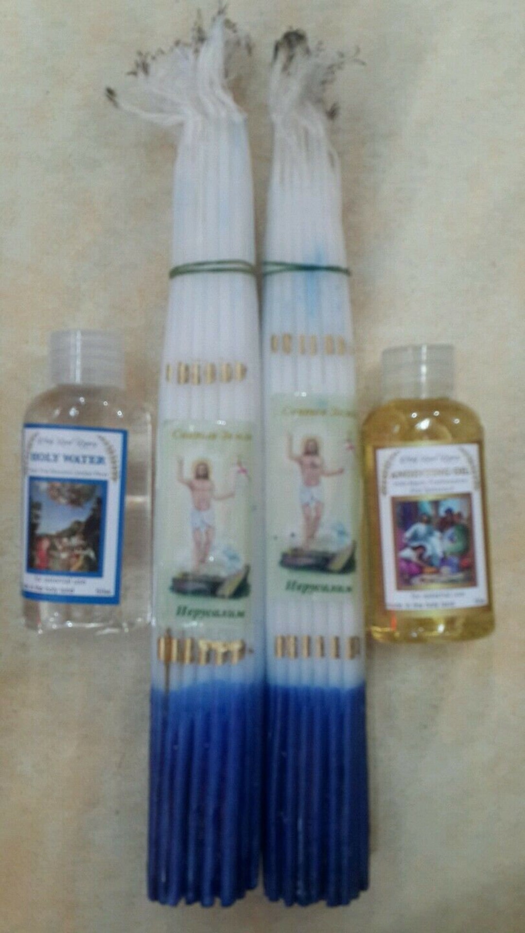 Holy Water,anointing Oil,2 33 Candles,blessed From Holy Sepulchre ...