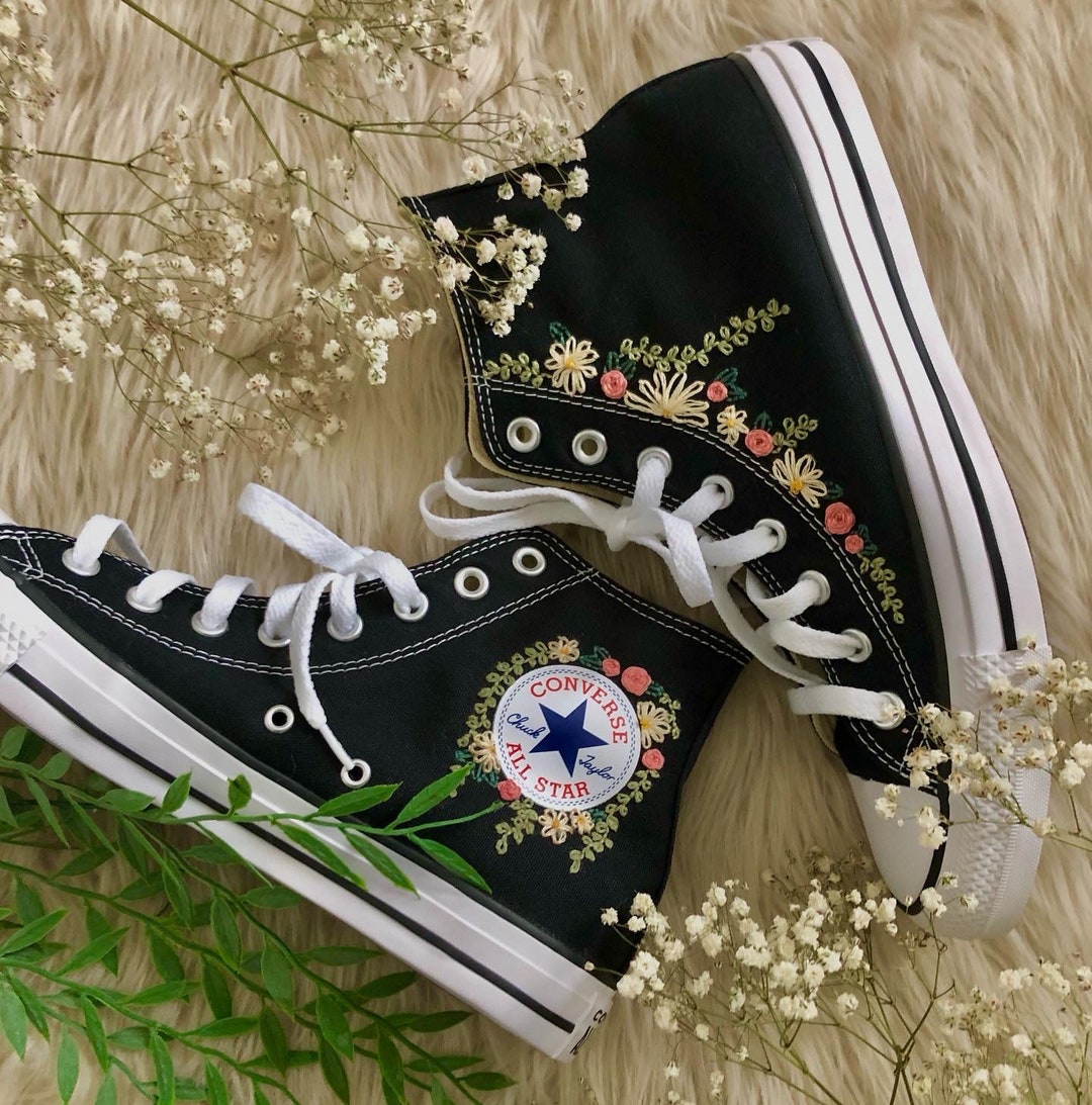 Double Sided Floral Embroidered Converse - Etsy