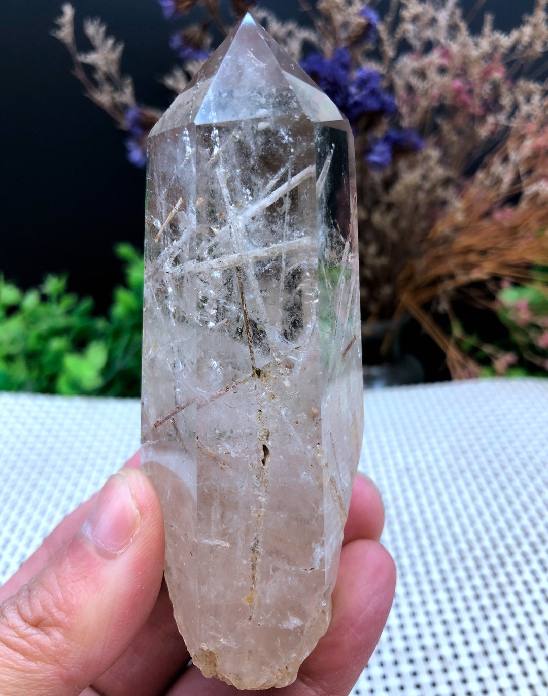 Rare Clear Golden Rutilated Inclusions Quartz Point/crystal Tower/gold ...