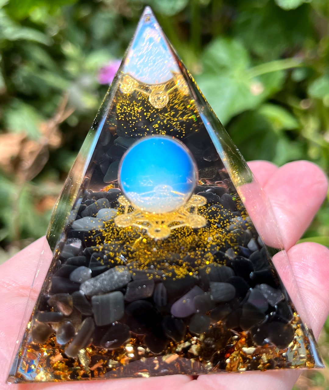 Fantasy Magic Grey Moon Stone+agate Natural Quartz Orgone Pyramid ...