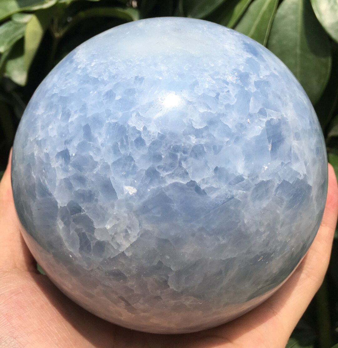 Large Natural Blue Celestite Crystal Quartz Sphere / Kyanite Sphere ...