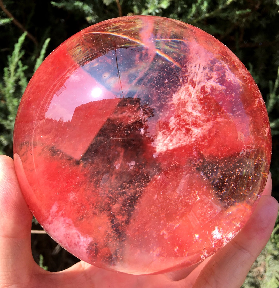 Clear Smelt Red Quartz Sphere/clear Smelt Quartz Polished Chunks ...