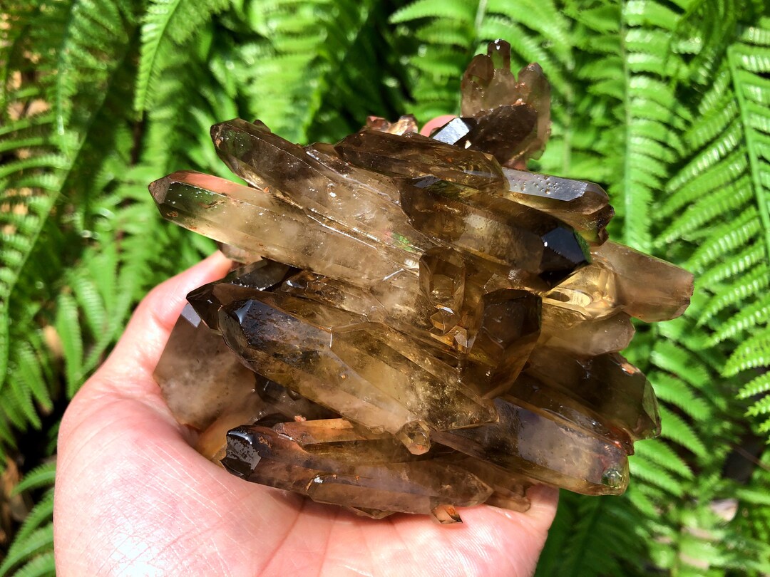 Top Raw Smoky Crystal+yellow Crystal Cluster/black Quartz Cluster ...