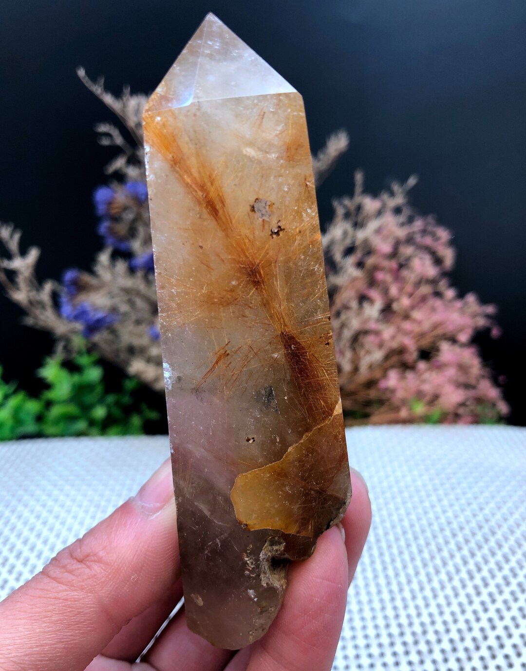Rare Clear Golden Rutilated Inclusions Quartz Point/crystal Tower/gold ...